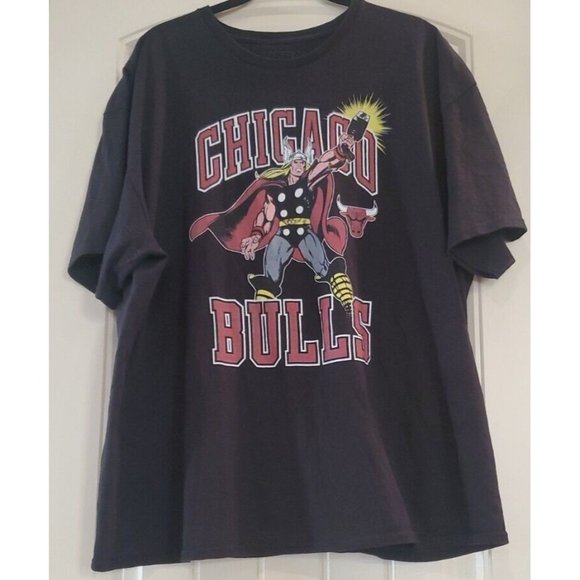 Marvel | Shirts | Marvel Nba Chicago Bulls Thor Black T Shirt Mens Sz ...